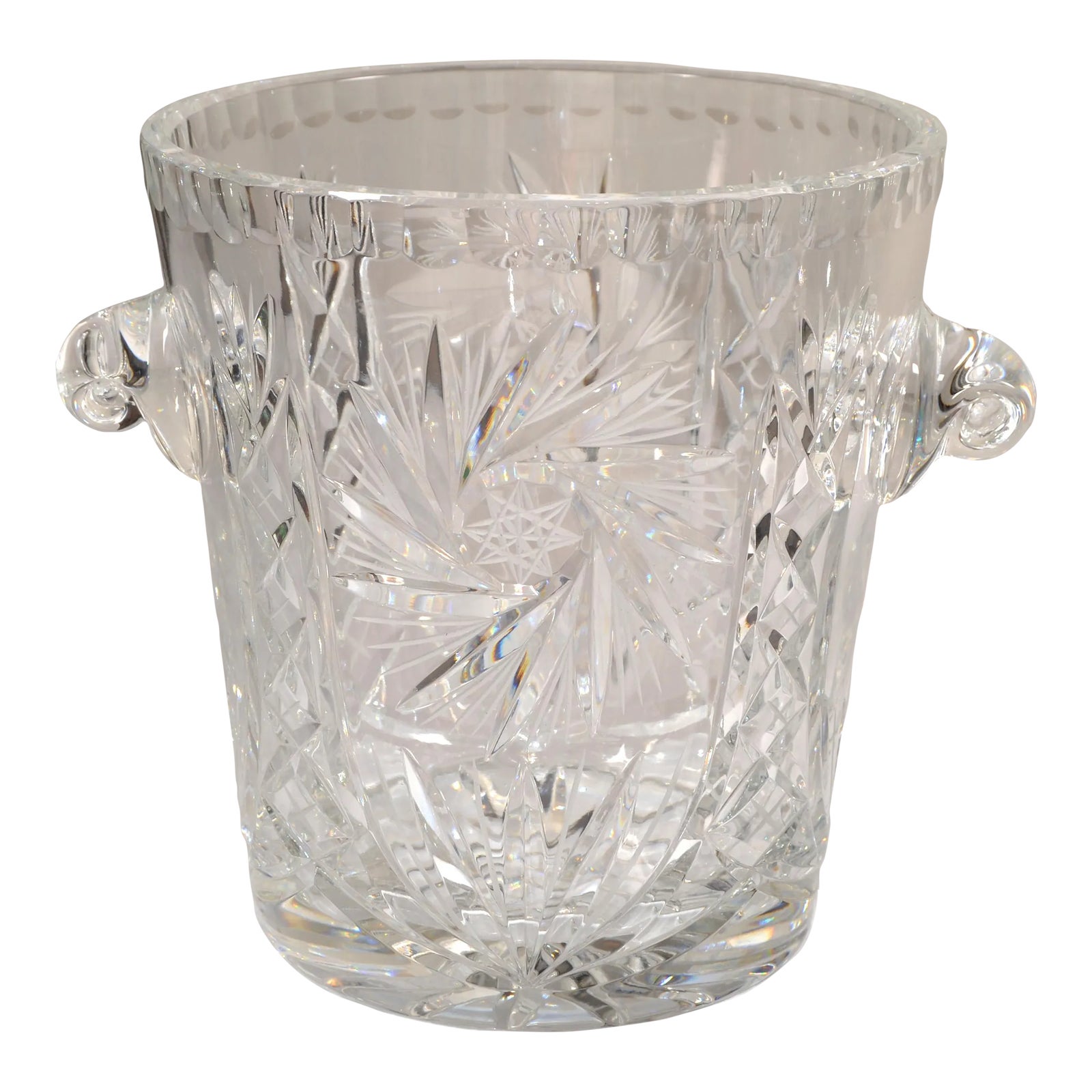 Vintage Beyer Crystal Cut Glass Stars Pattern Large Champagne Cooler ...