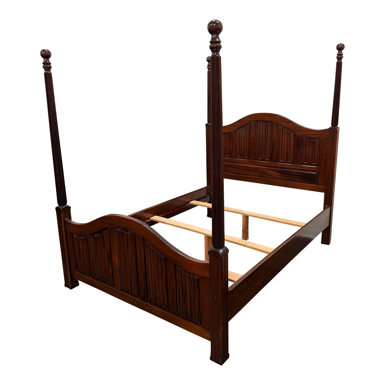 Queen Size Vintage British Four Poster Bed Frame | Chairish