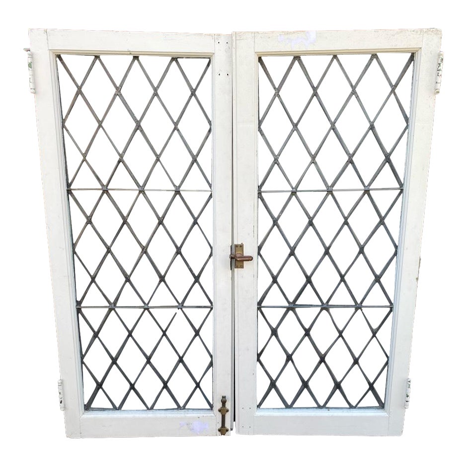 Antique Diamond Leaded Double Windows - a Pair | Chairish