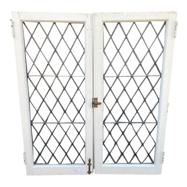 Antique Diamond Leaded Double Windows - a Pair | Chairish