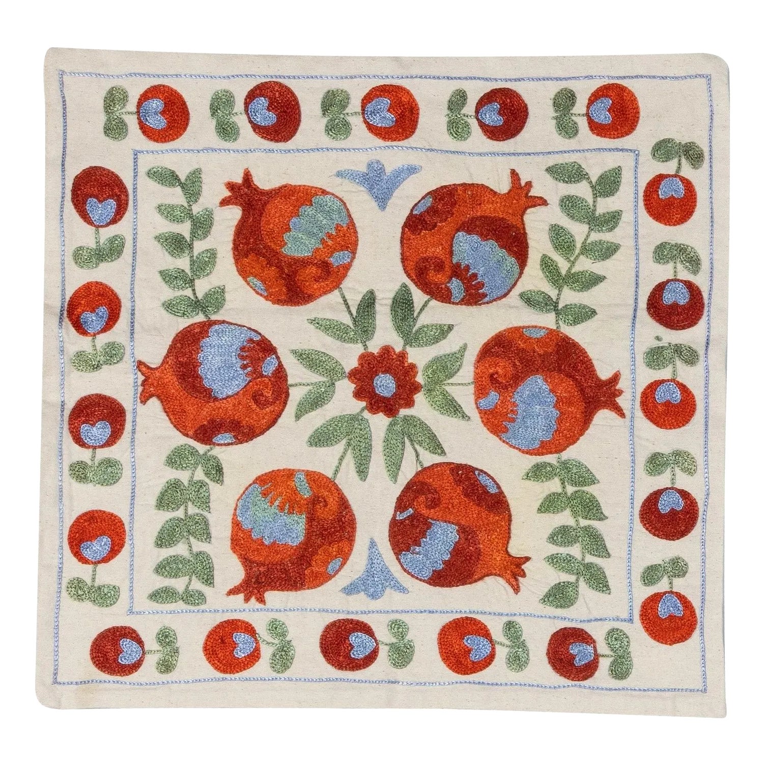 17"x18" New Authentic Central Asian Silk Embroidered Suzani Cushion ...