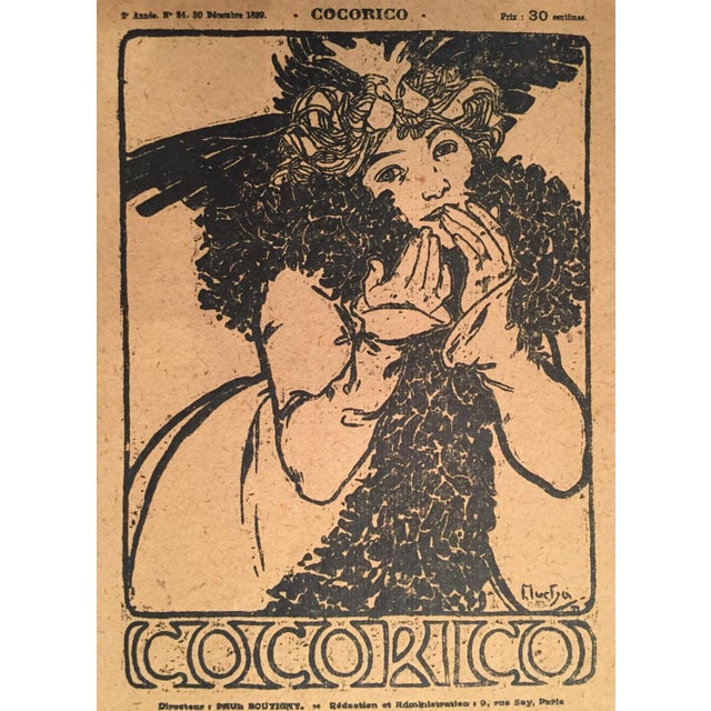 Framed 1899 Original Alphonse Mucha Cocorico Cover | Chairish