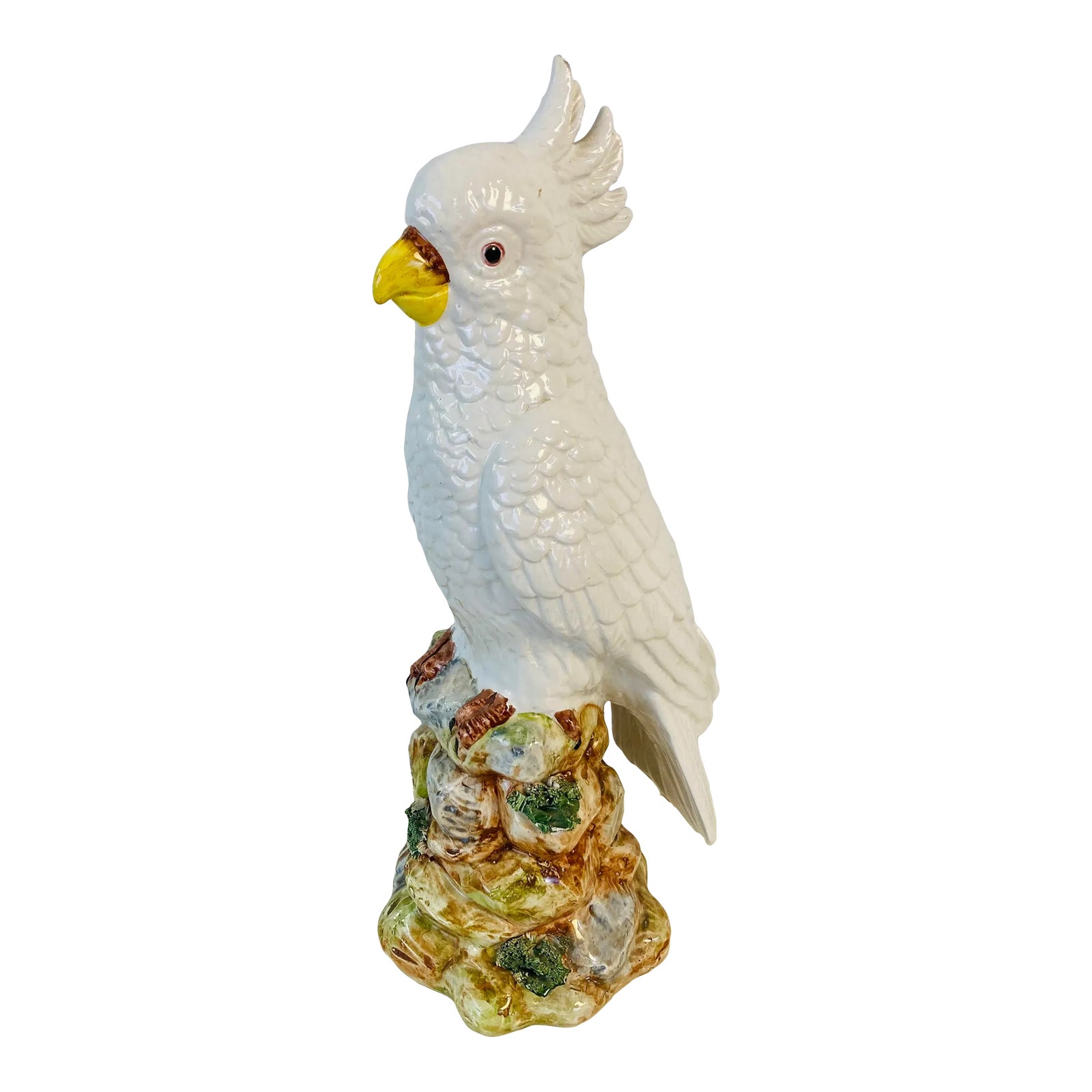 Italian Ceramic Large Cockatoo | Chairish