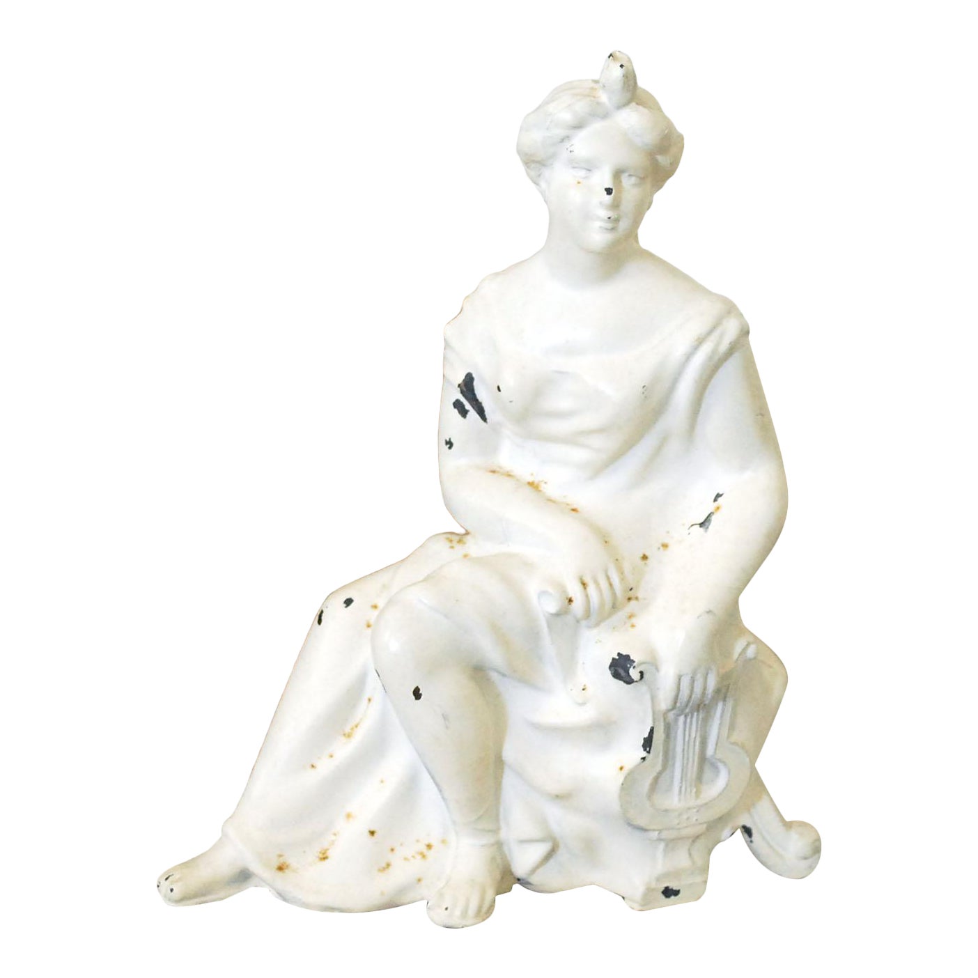 Antique Neoclassical Clock Topper Statue of Woman | Chairish