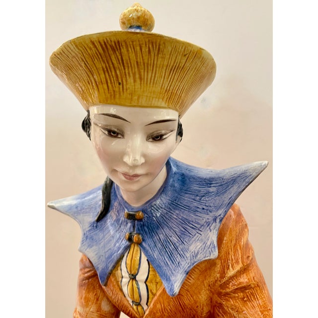 Set of 2 Domenico Poloniato Italian Large Glazed Ceramic Asian ...