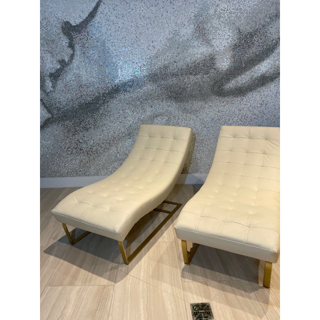 Leather and Gold Lounge Chair | Chairish