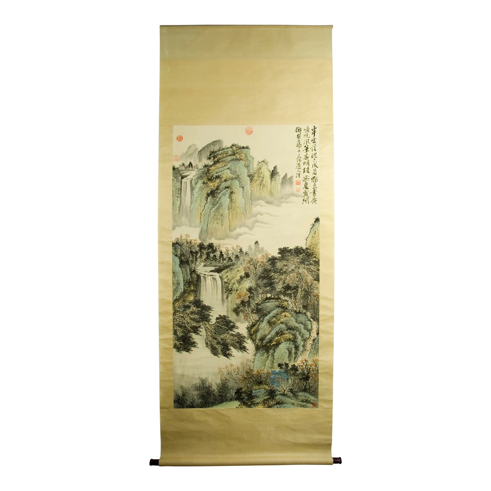 Early 20th Century Chinese Landscape Scroll | Chairish