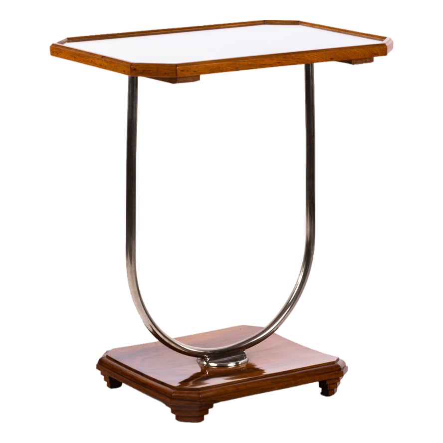 Bauhaus Tubular Steel Side Table with Mirror, 1930s | Chairish