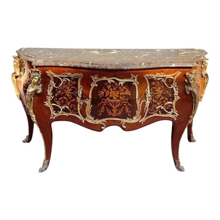 1940s French Commode with Brown Marble Top | Chairish