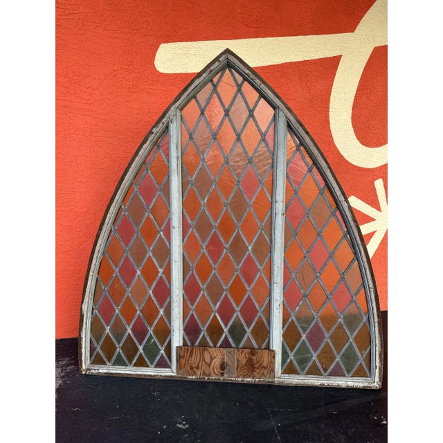 Antique Large Arched Stained Glass Window | Chairish