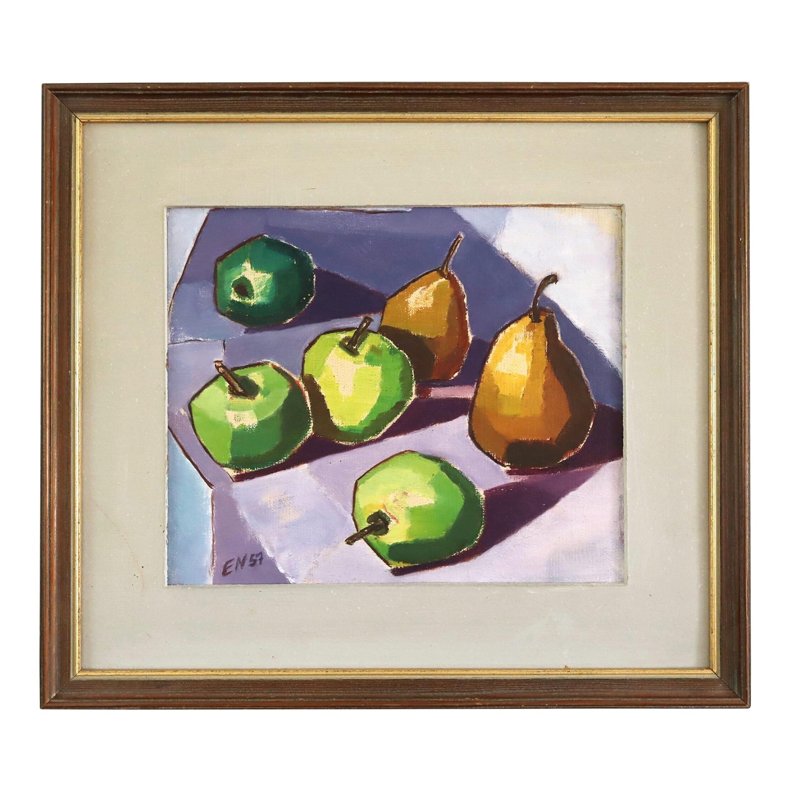 1957 Mid-Century Modern 'Green Apples & Golden Pears' Vintage Swedish ...