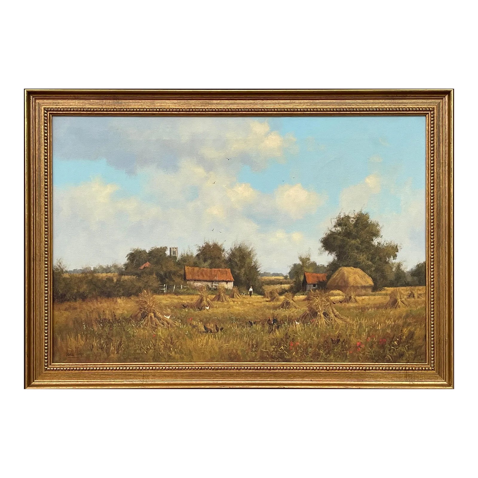 James Wright, Farm Scene with Haystacks in the English Countryside by ...