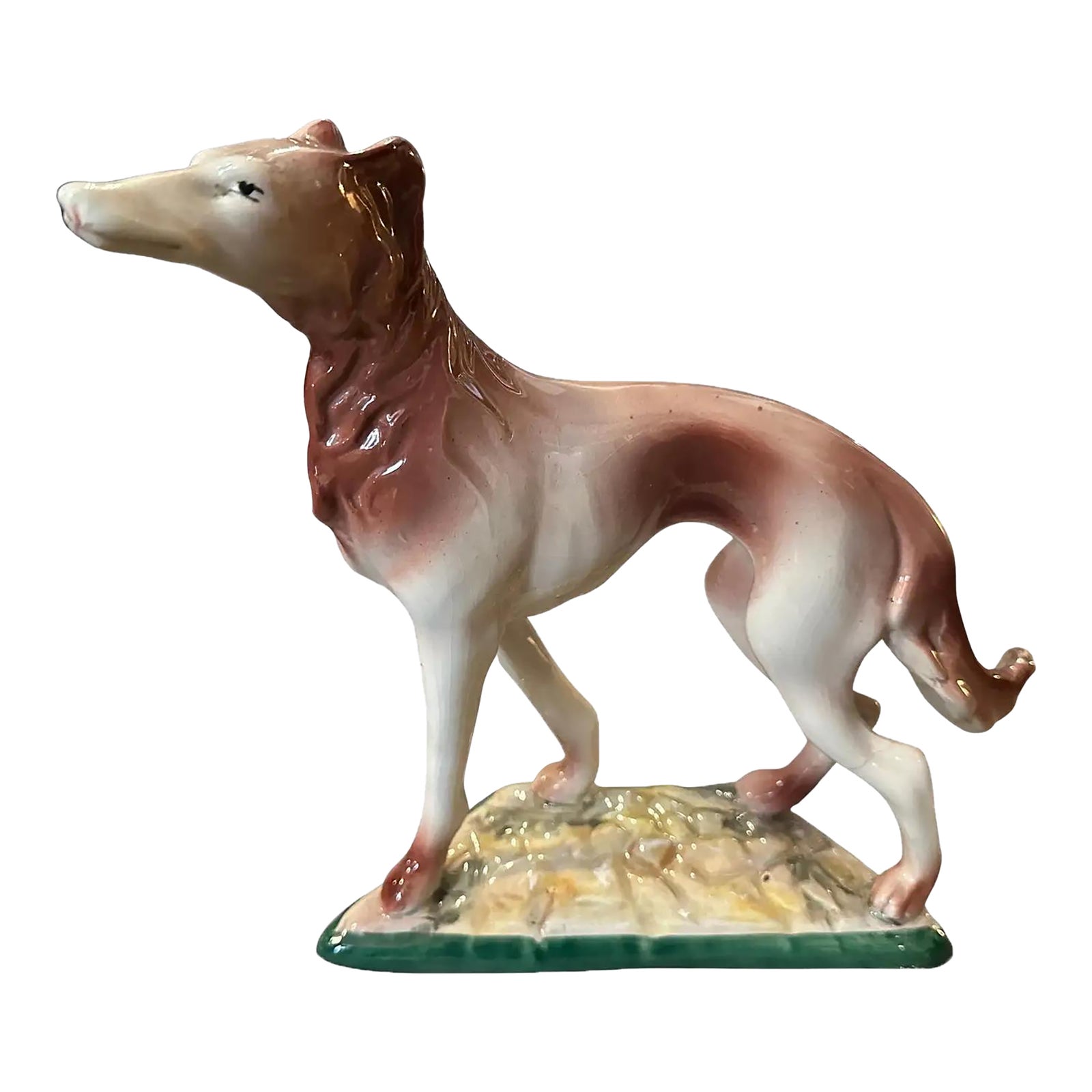 1960s Hand-Crafted and Painted Porcelain Figure of a Greyhound by Elsa Lagorio | Chairish