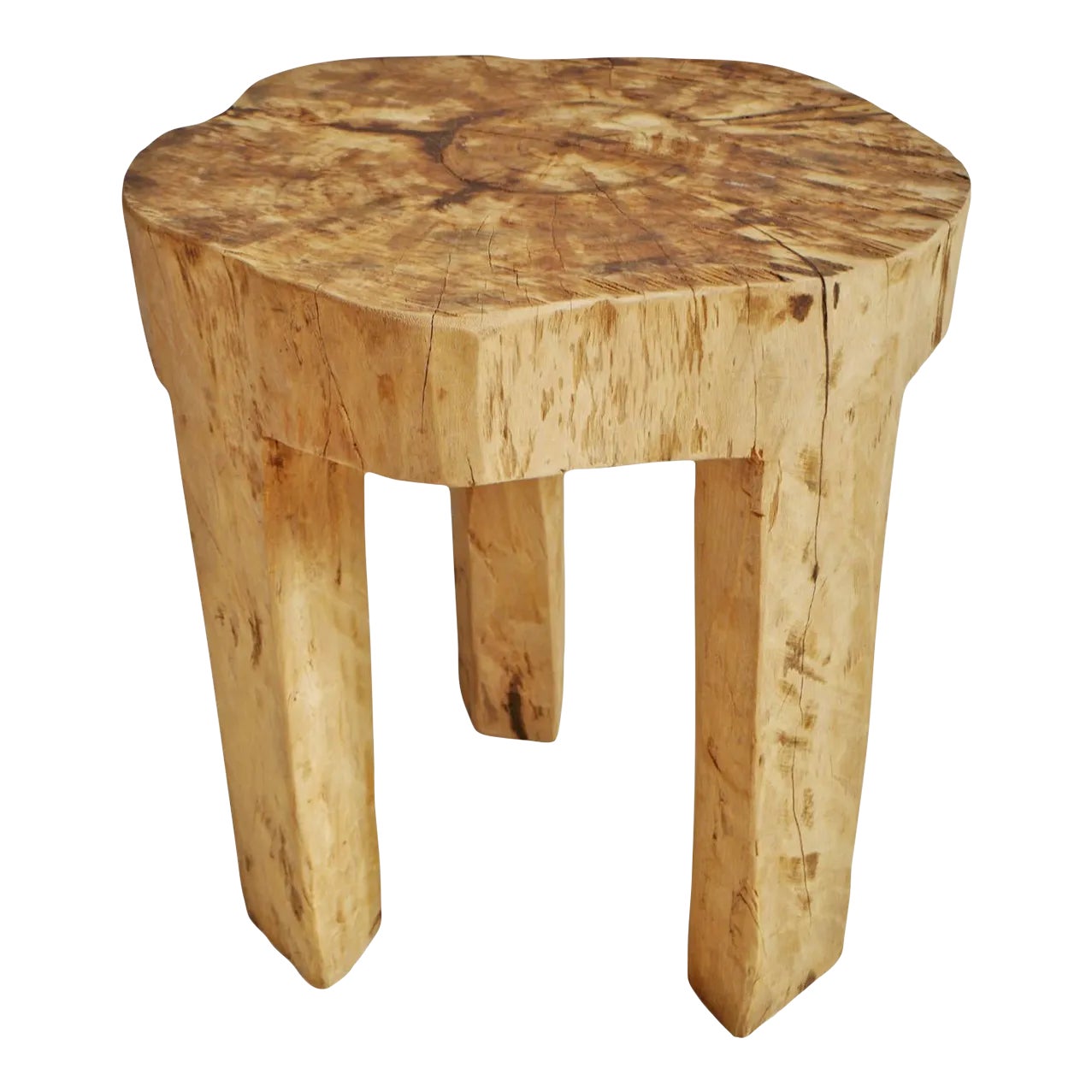 Contemporary Rustic Naga Three Leg Wood Table | Chairish