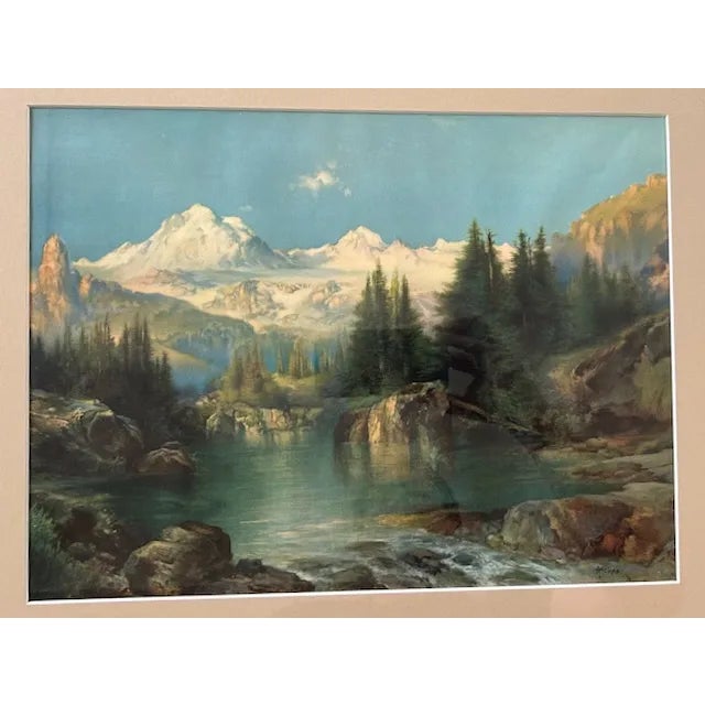 Thomas Moran, “a Snowy Mountain Range" (Path of Souls, Idaho), Vintage Chromolithograph | Chairish
