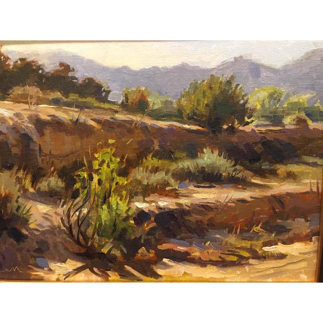 Framed Oil on Linen Panel "Santa Fe River Bed" New Mexico Desert Scene ...