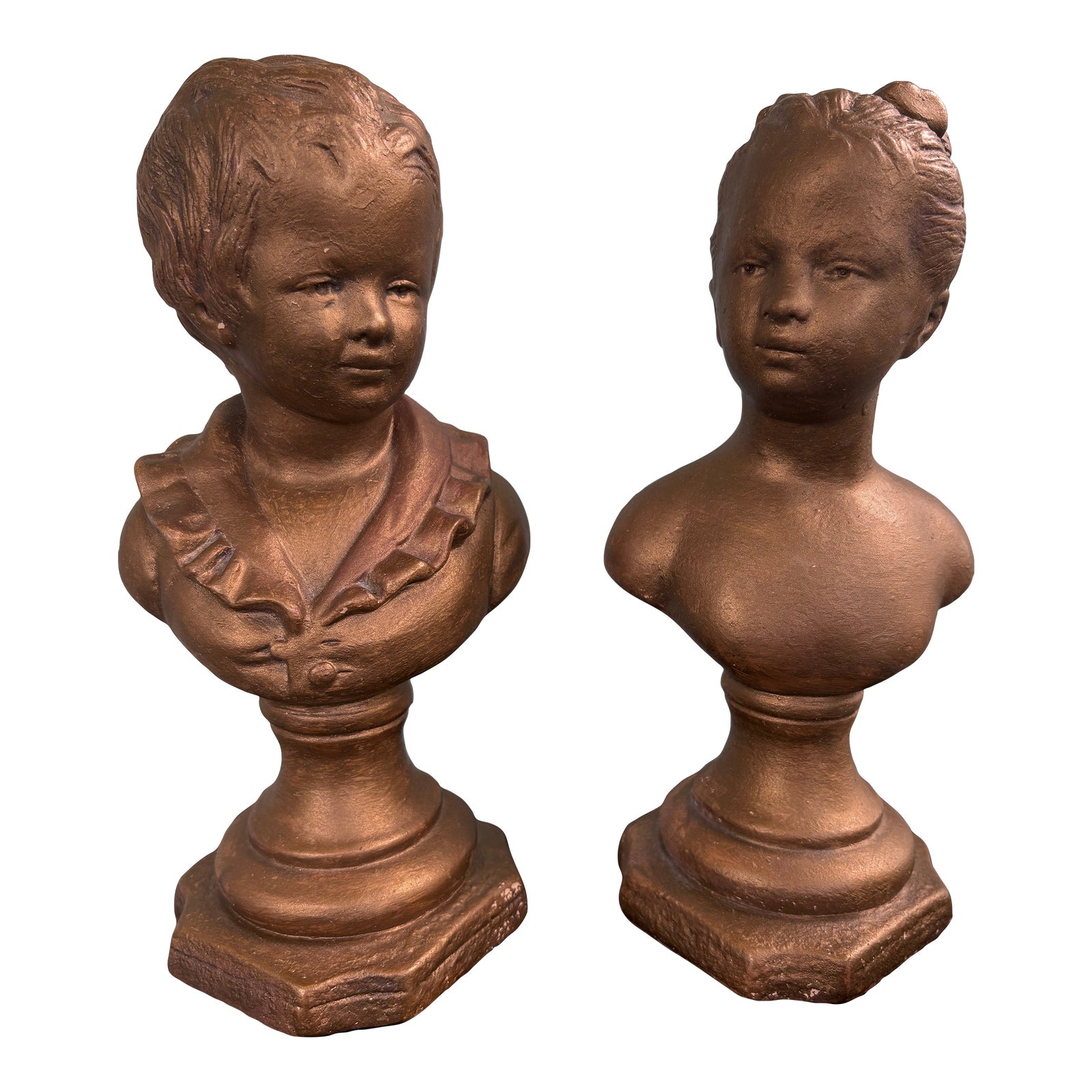 Vintage Pair of Classical Child Busts on Pedestals – Boy & Girl ...