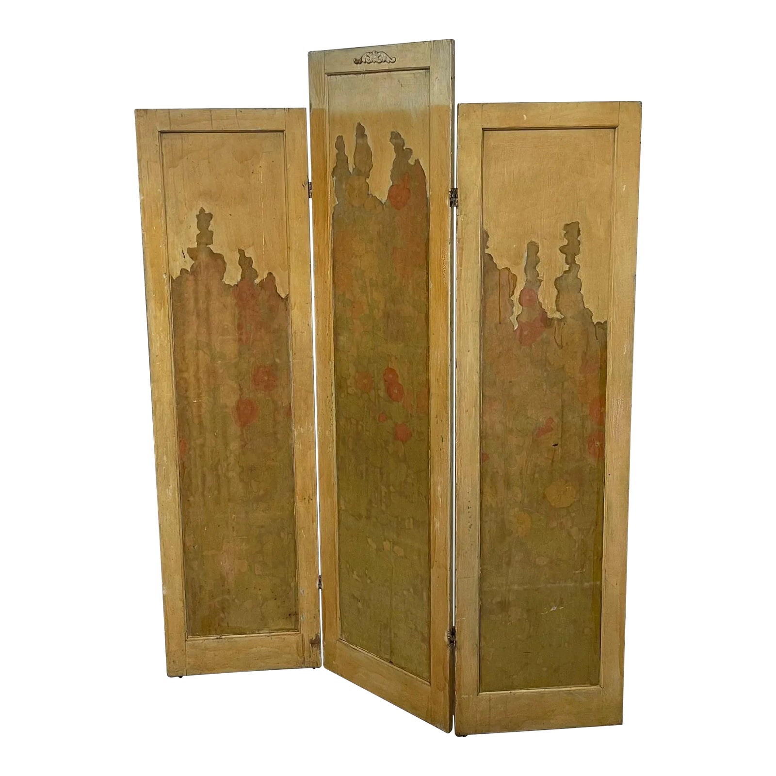 1970s Vintage Room Divider With Floral Motif | Chairish
