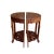 Chinese Brown Flower Carving Wood 2 Half Side Round Pedestal Table ...