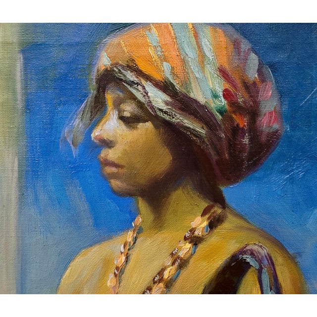 Niels Peter Nielsen-1930s Portrait of a Black Woman W/Flowers-Oil ...