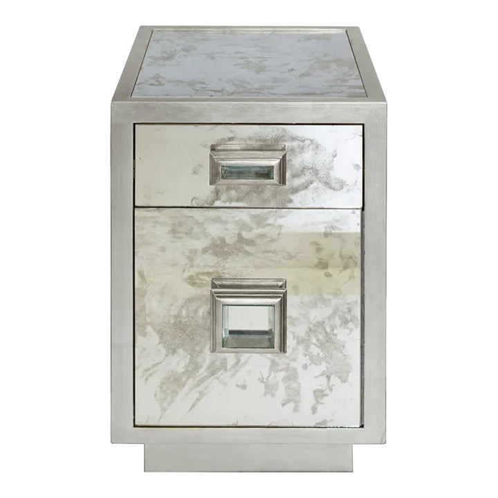 Matthew Izzo Home Old Hollywood Silver Leaf Side Table | Chairish