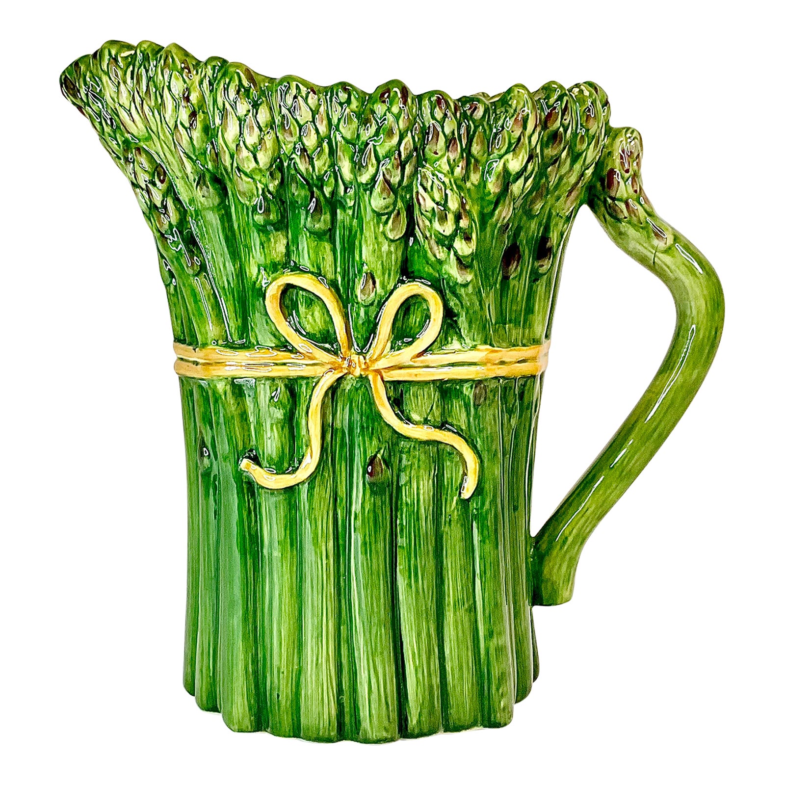 Vintage Hollywood Regency Asparagus Pitcher, Trompe L’Oeil Style | Chairish