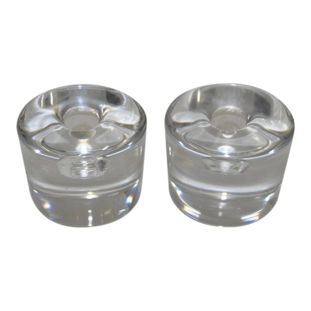 Glass Crystal Candlesticks - A Pair | Chairish