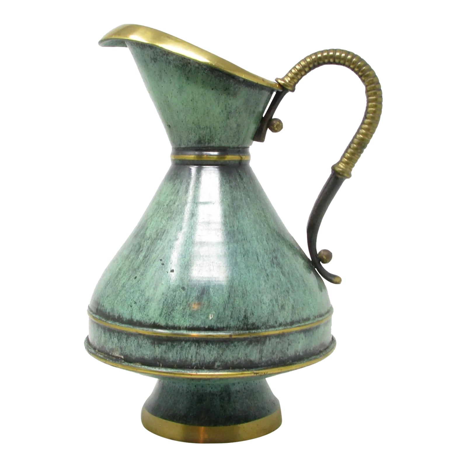 Vintage Dayagi Verdigris Brass Pitcher Made in Israel | Chairish