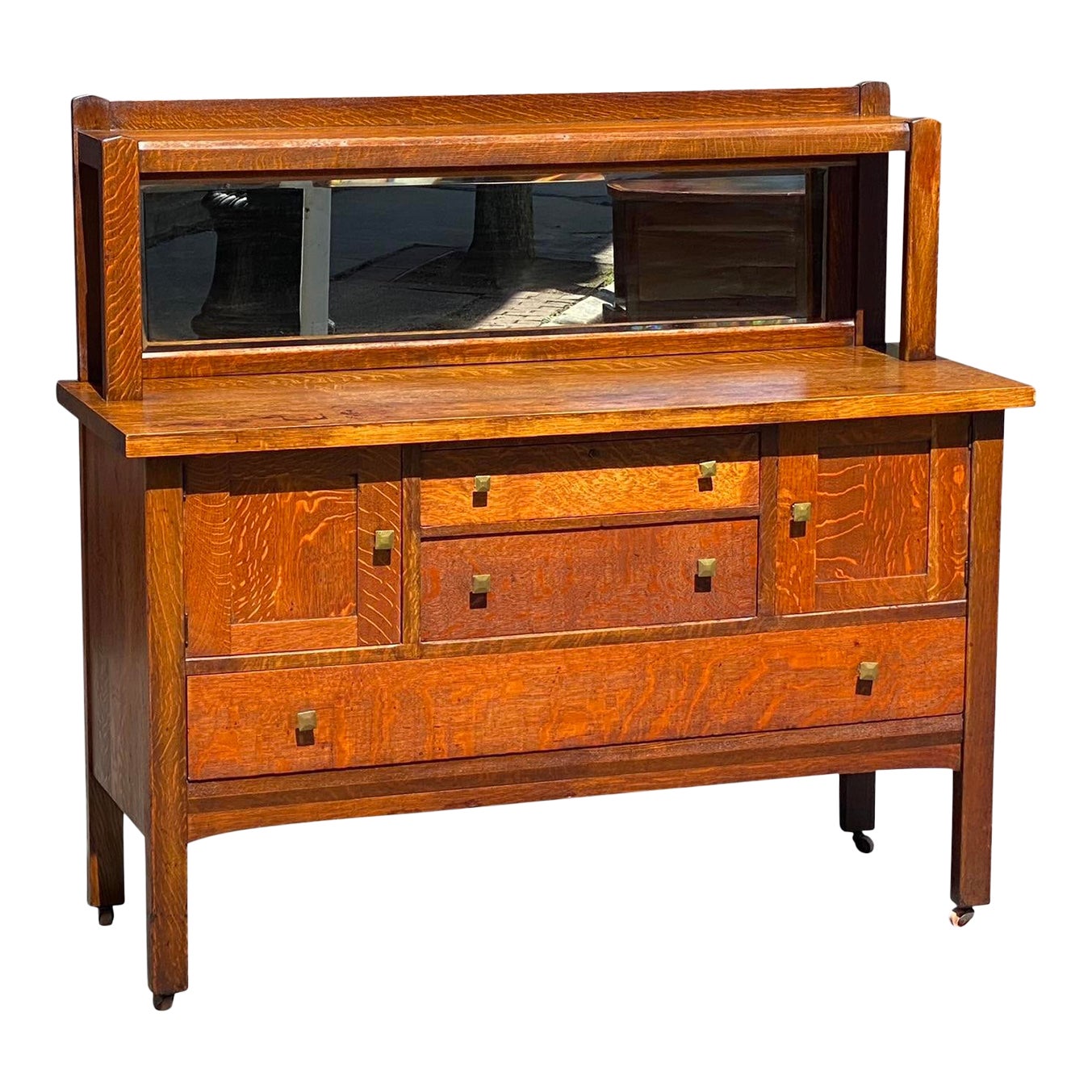 Early 20th Century Antique Arts & Crafts Mission Oak Sideboard With ...