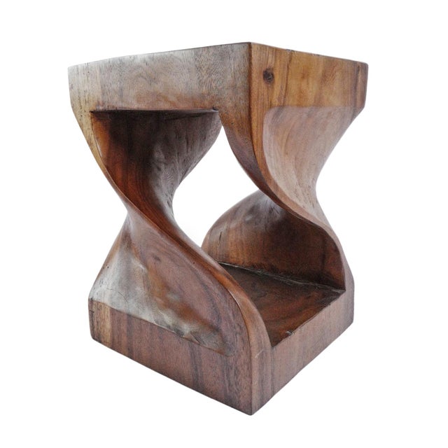 Acacia Wood Twist Side Table | Chairish