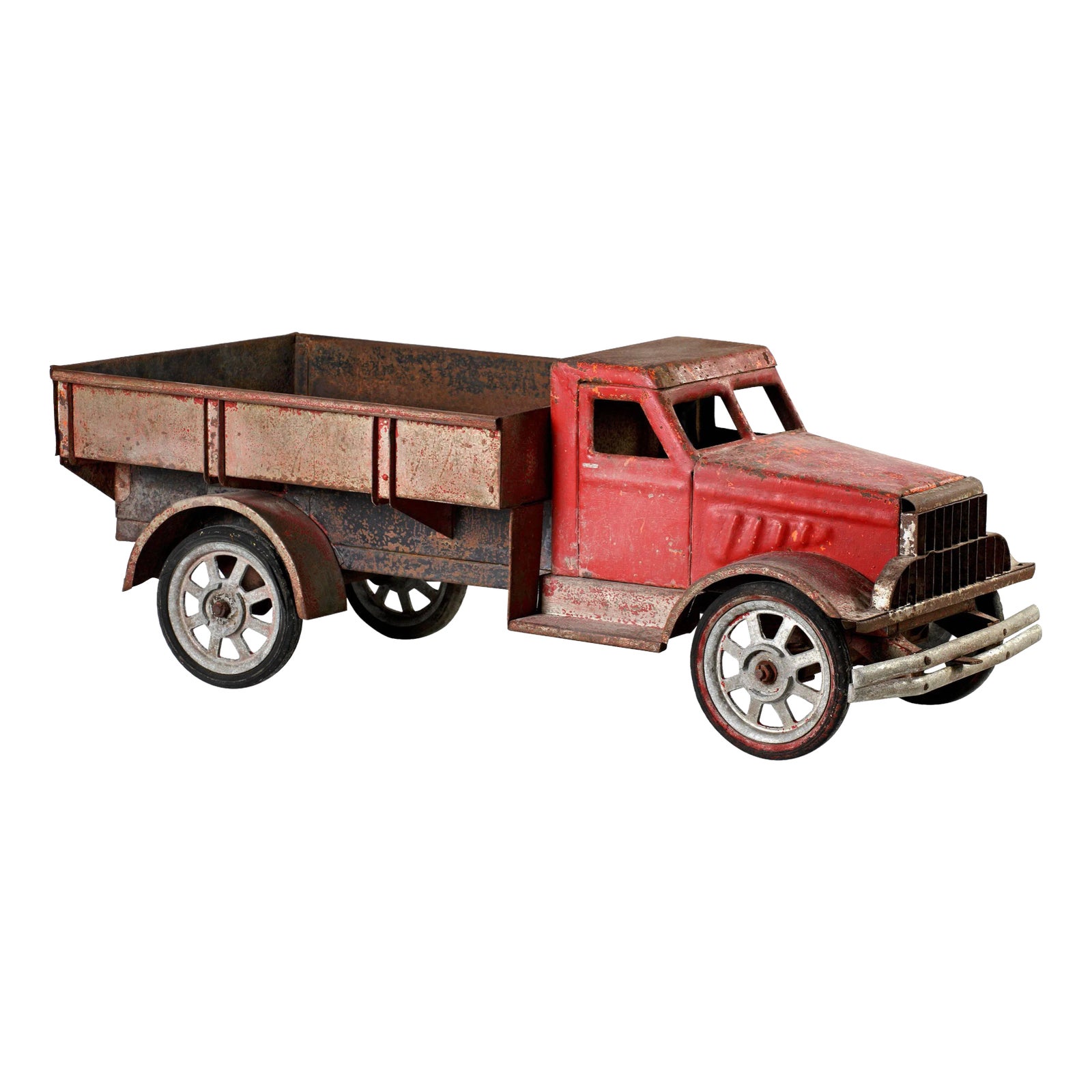 Large Polychrome Painted Metal Model of a Lorry | Chairish