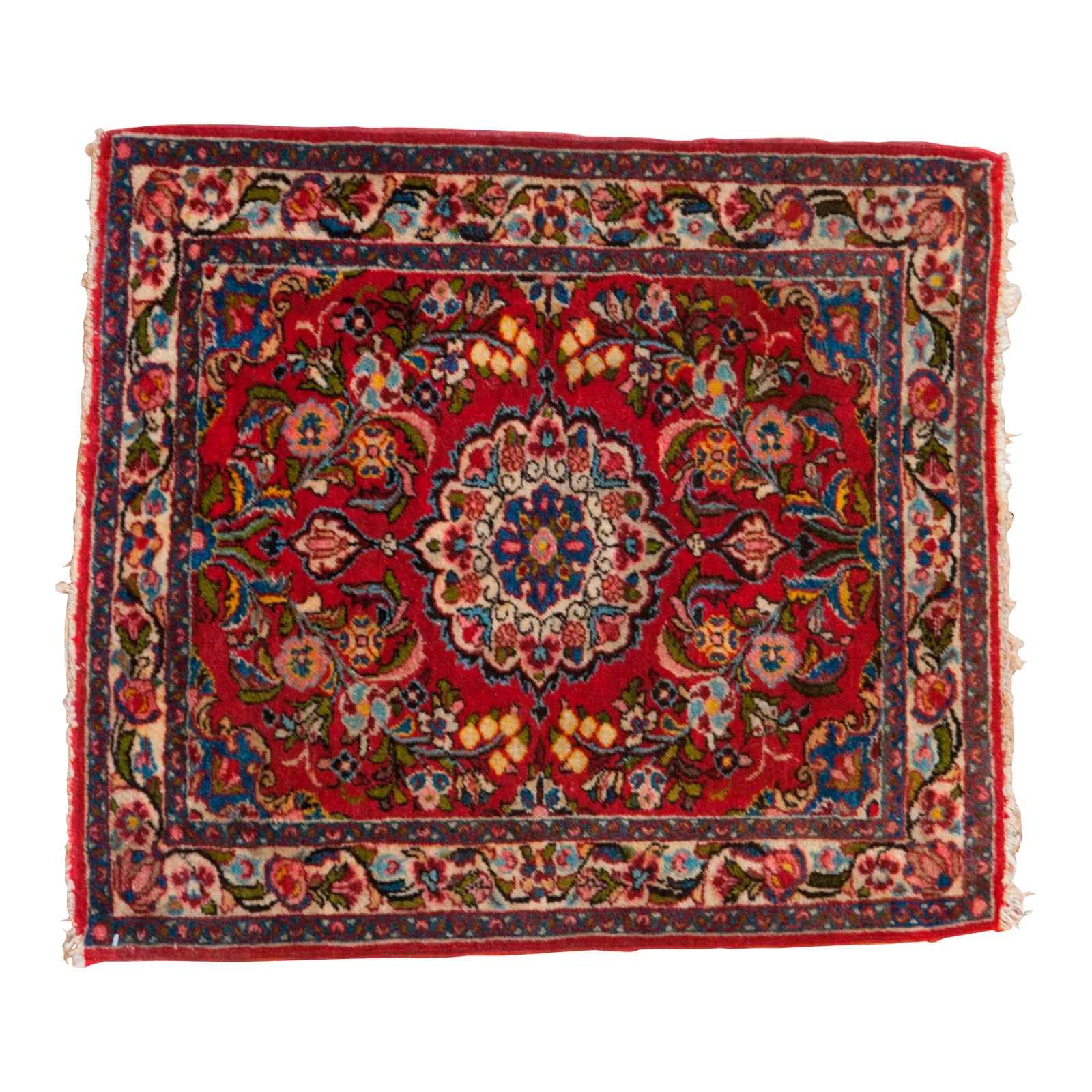 Vintage Qazvin Square Rug Mat - 2'5" X 2'8" | Chairish