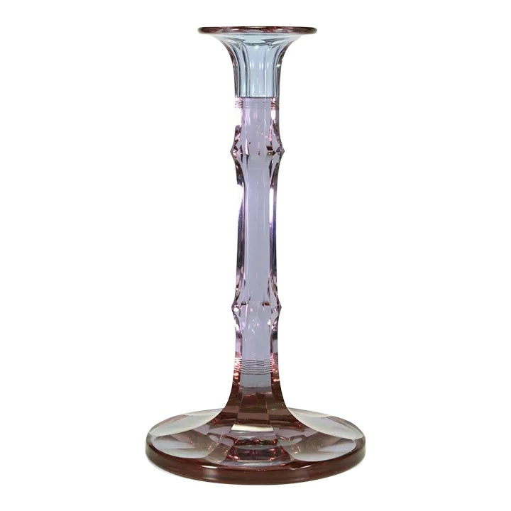 Moser Hand Blown Crystal Candlestick Alexandrit Glass Signed | Chairish