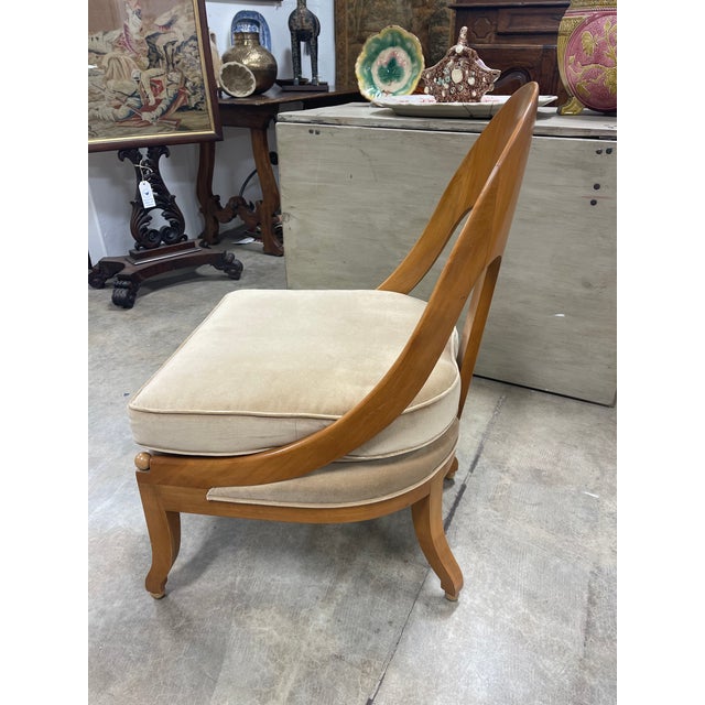 Pair, American Mid Century Walnut Spoon Back Chairs With Fine Designer ...