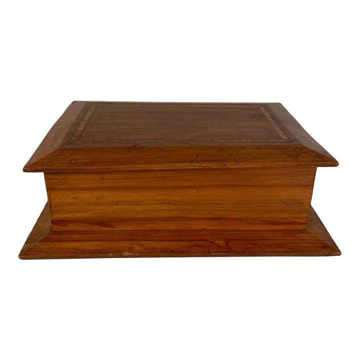1970s Solid Teakwood Artisan Marquetry Letter Box | Chairish