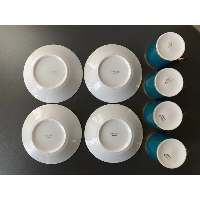 Early 20th Century French Porcelain Limoges Green and Gold Espresso ...