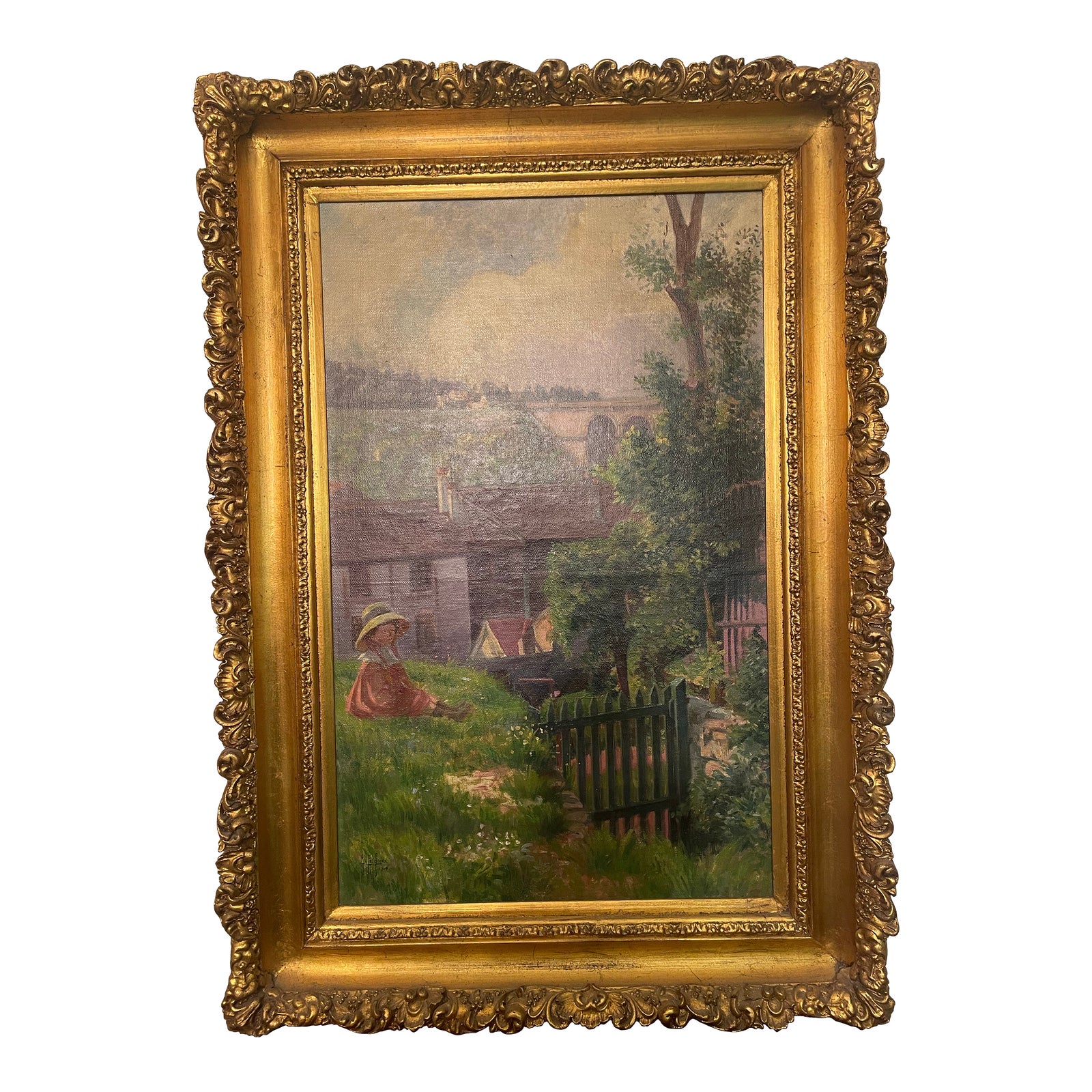 1914 Oil Painting by French Painter G. Gregoire | Chairish