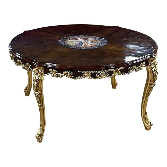 French Baroque Style Dining Table With Gold Details | Chairish