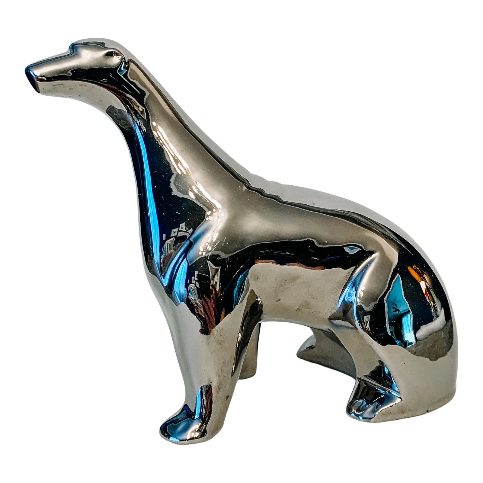 1970s Jaru Chrome Polar Bear Statue | Chairish