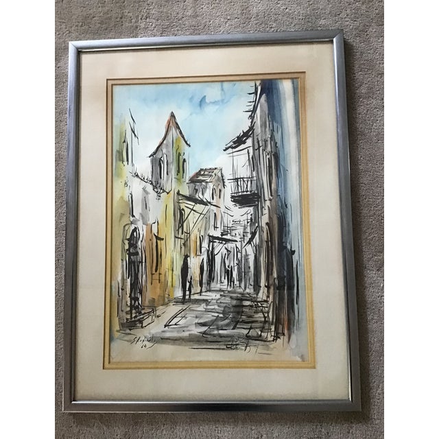 Vintage Zvi Raphaeli Impressionist Jerusalem Street Scene Watercolor ...