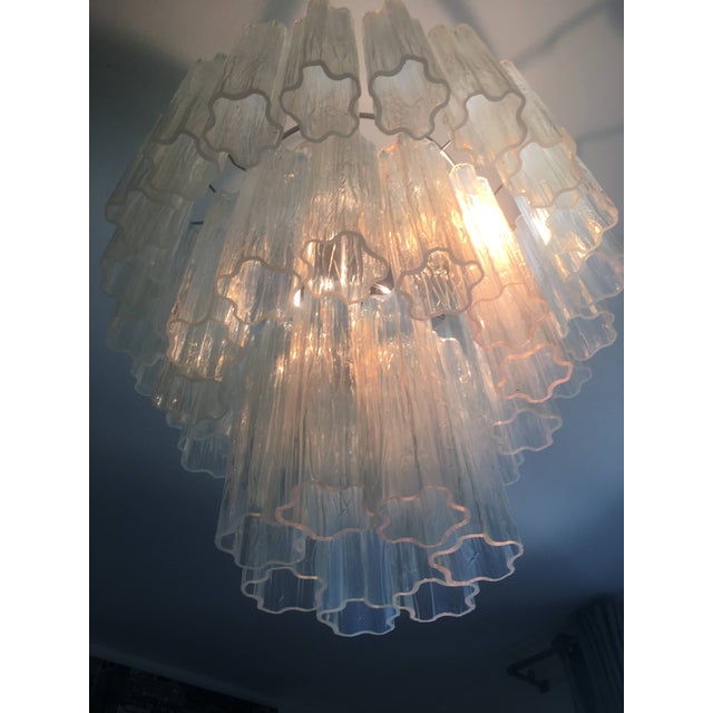 Venini Style Murano Glass "Tronchi" Opalino Color Chandelier | Chairish