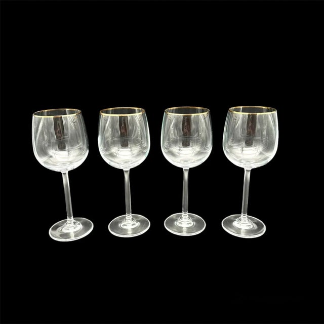 Vintage 24k Gold Rim Crystal Decanter With Goblets Set- 5 Pieces | Chairish