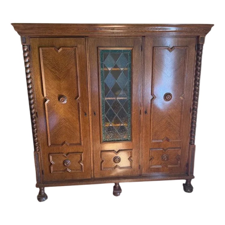 Spanish Style Oak Wardrobe, Early 20th Century | Chairish