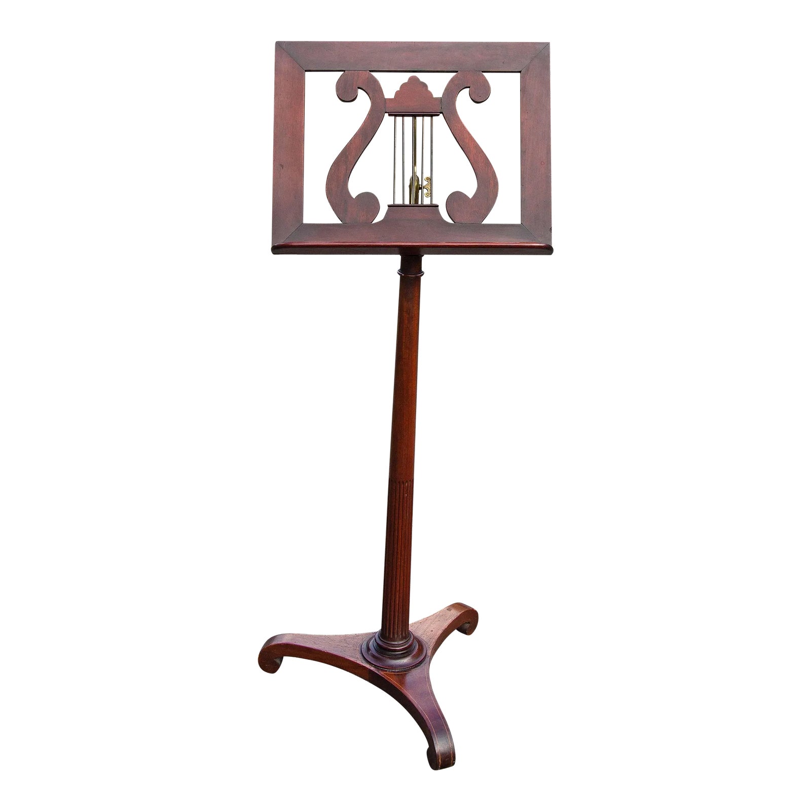 Classical Antique Mahogany and Brass Music Stand Circa 1900 | Chairish