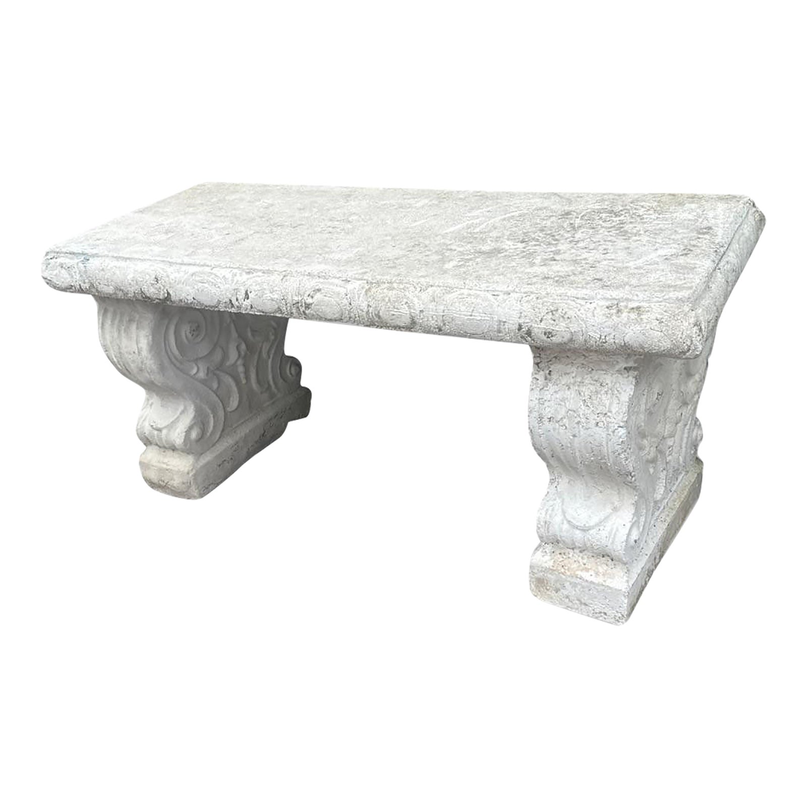 Antique Italian Stone Garden Bench | Chairish
