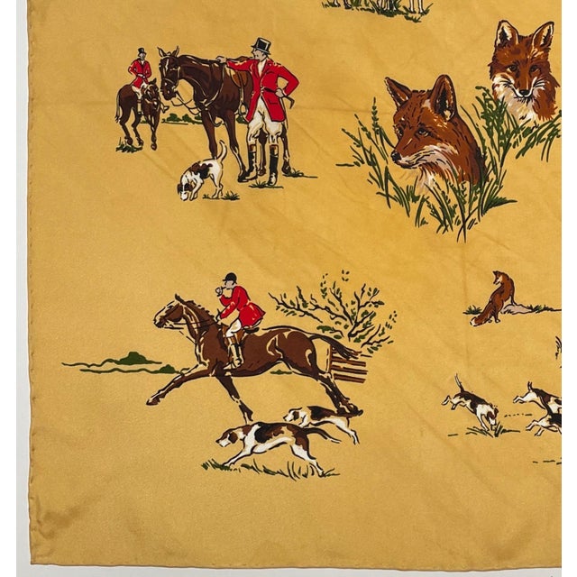 1990 Ralph Lauren Fox Hunt Scarf or Pocket Square | Chairish