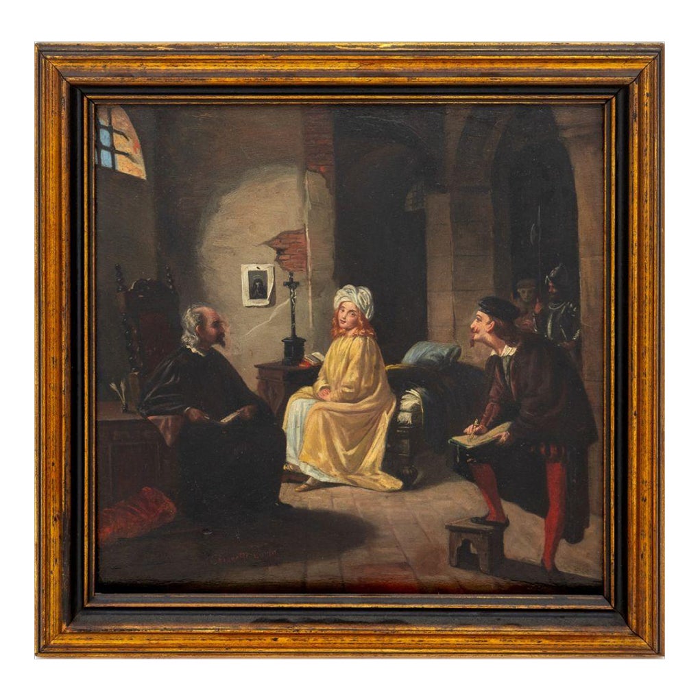 After Achille Leonardi "Beatrice ..." Oil on Panel | Chairish