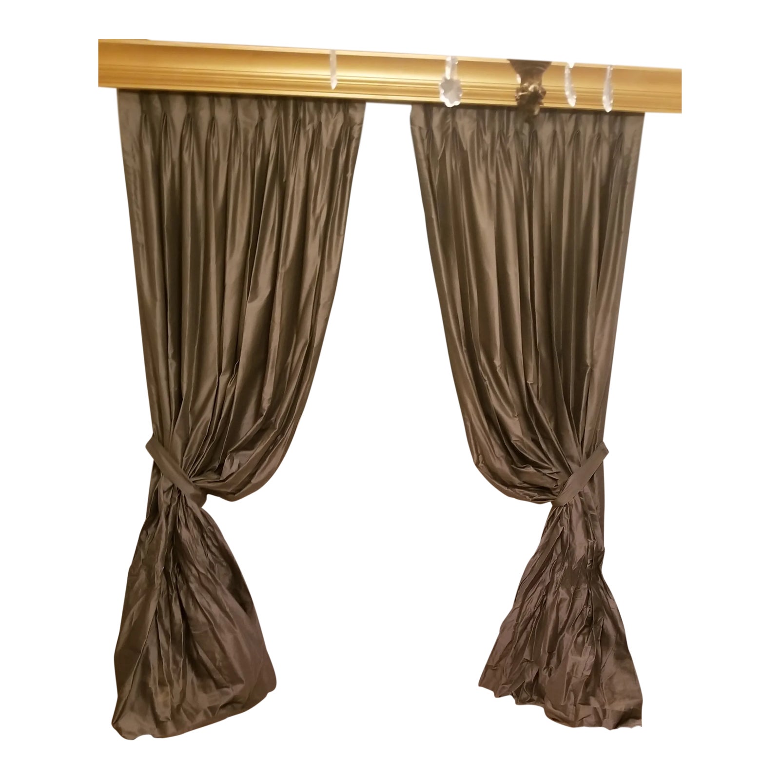 Gray Volumnous Designer Silk Shantung Extra Long and Wide Drape Panels ...