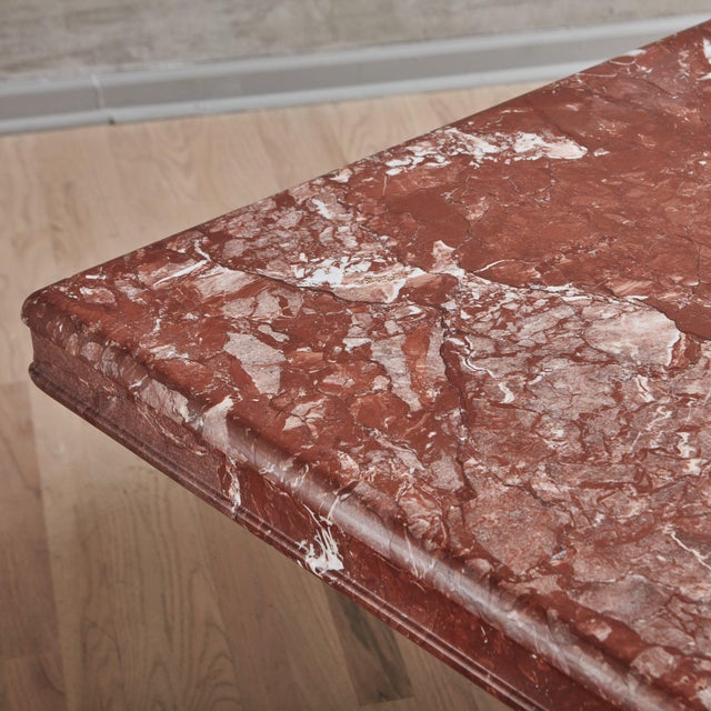 Rouge Marble Dining Table with Pedestal Base, 20th Century | Chairish