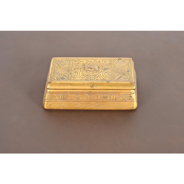 Tiffany Studios New York American Indian Bronze Doré Box | Chairish